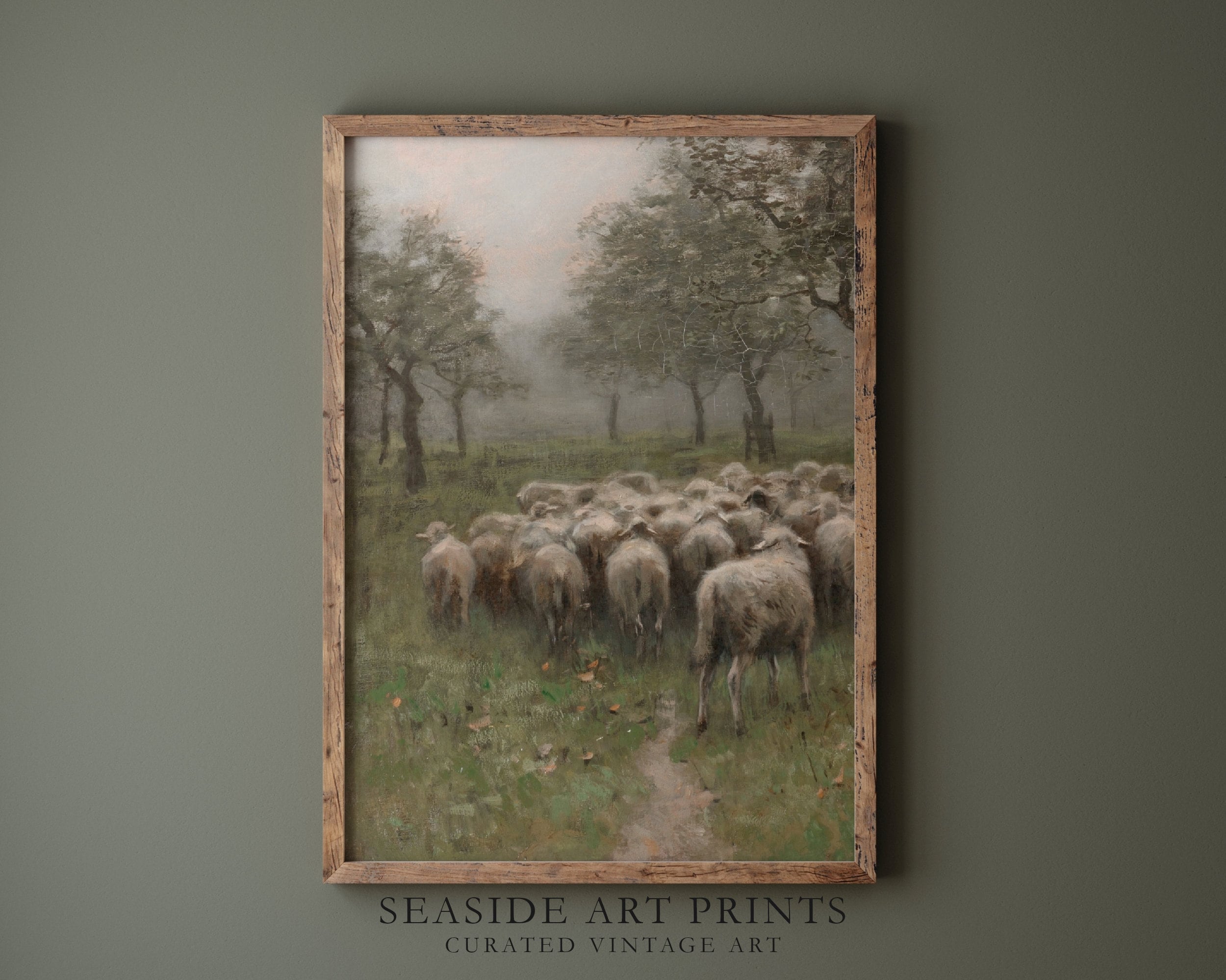 Antique Sheep Art Print - Set of Two, Vintage Spring Painting, Neutral ...