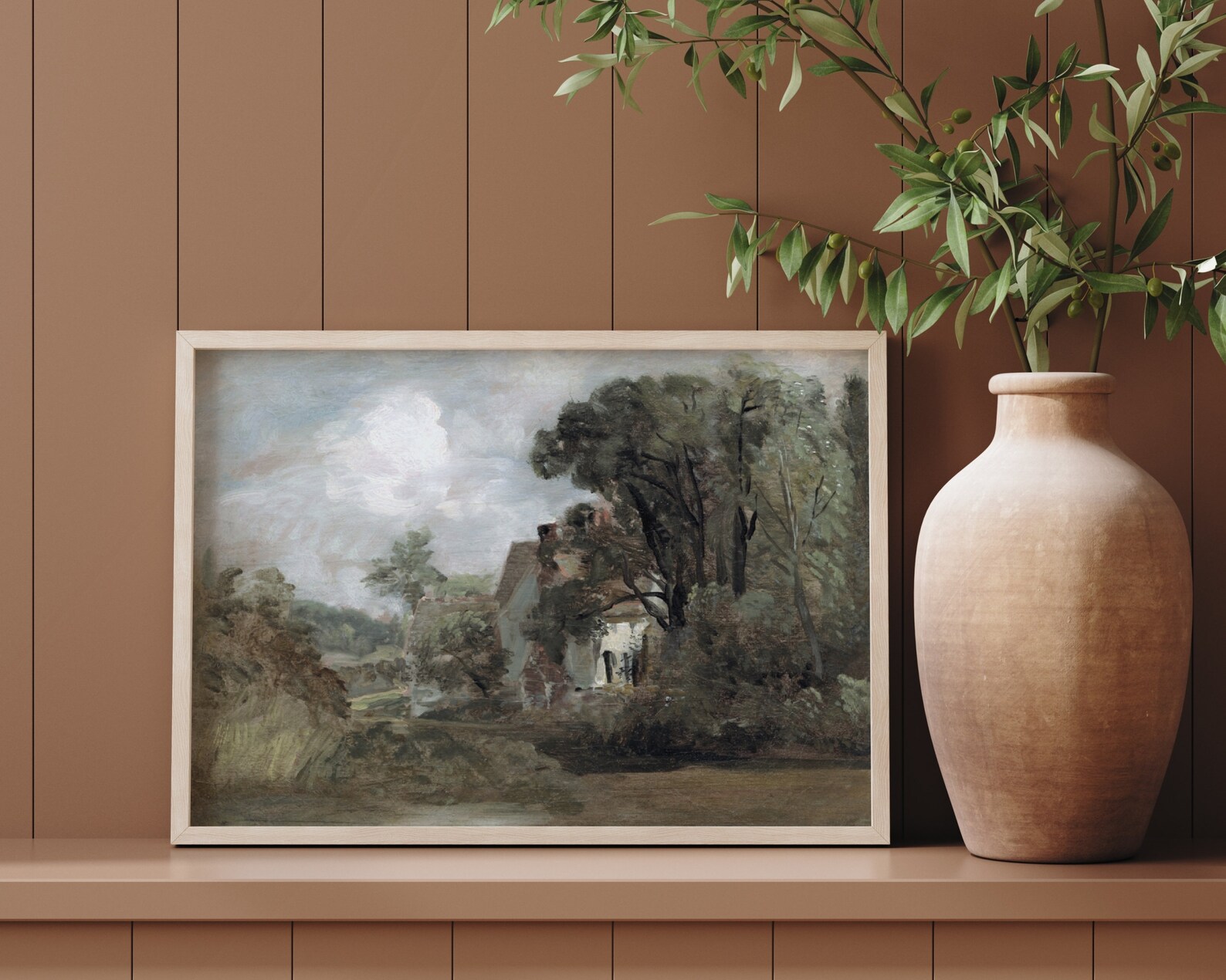 Soft Tones Summer House Art Print - Antique Summer Landscape Oil ...