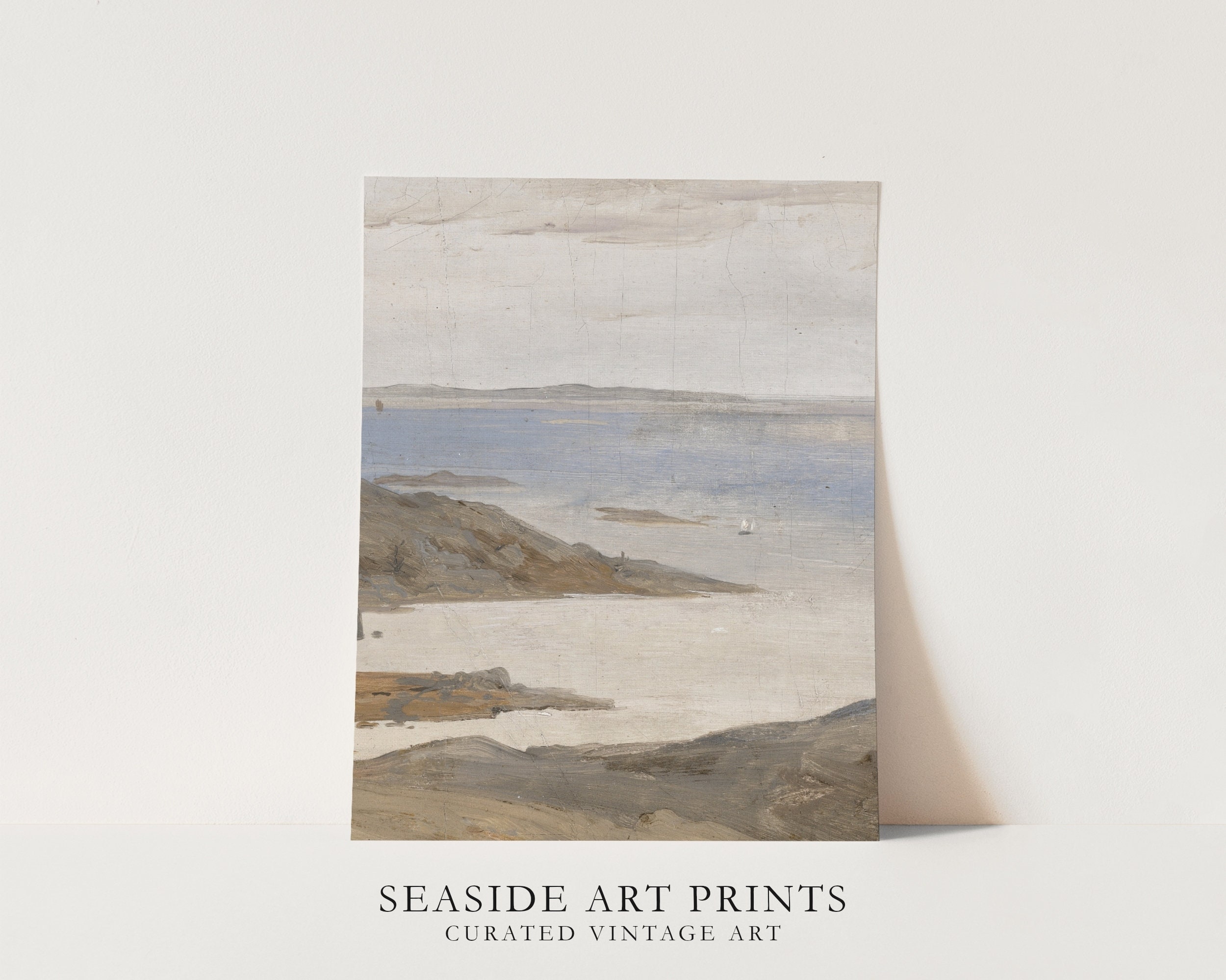Antique Seaside Art Print - Set of Three, Vintage Nautical Landscape ...