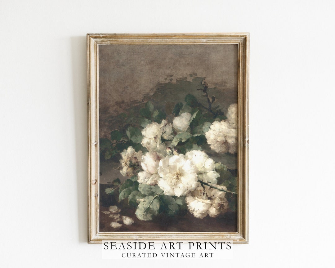 Vintage White Roses Print Antique White Flower Oil Painting - Etsy