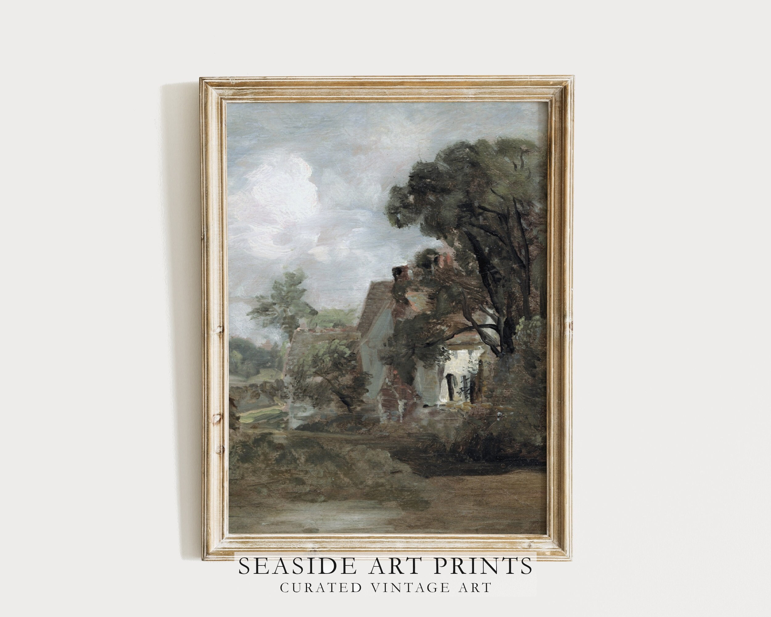 Soft Tones Summer House Art Print - Antique Summer Landscape Oil ...