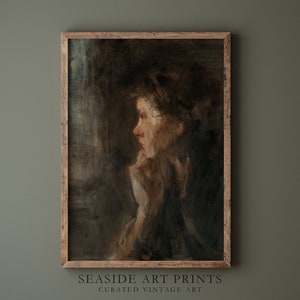 Muted Woman Portrait Art Print - Vintage Woman Oil Painting, Neutral ...