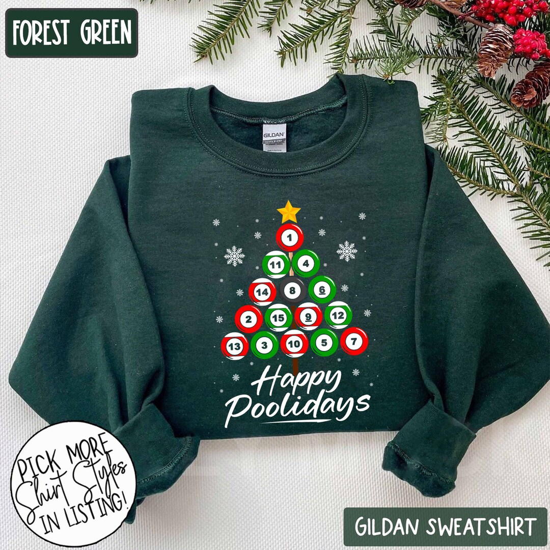 Pool Christmas Tree Sweatshirt Billiards Christmas T-shirt - Etsy