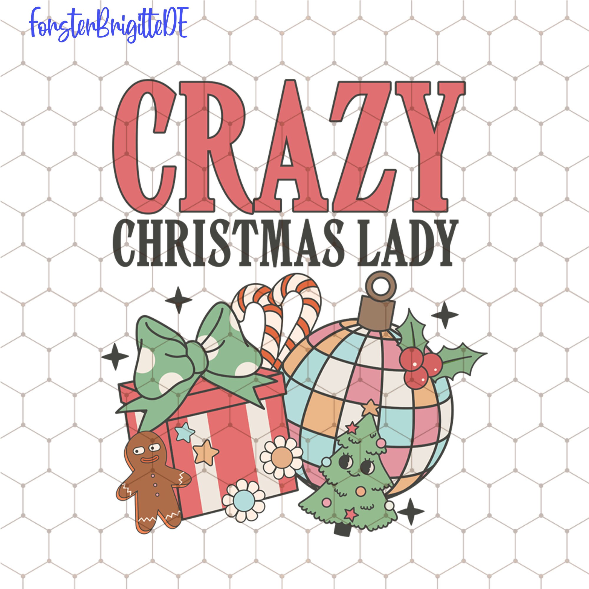 Crazy Christmas Lady Png, Retro Crazy Christmas Png, Funny Christmas ...