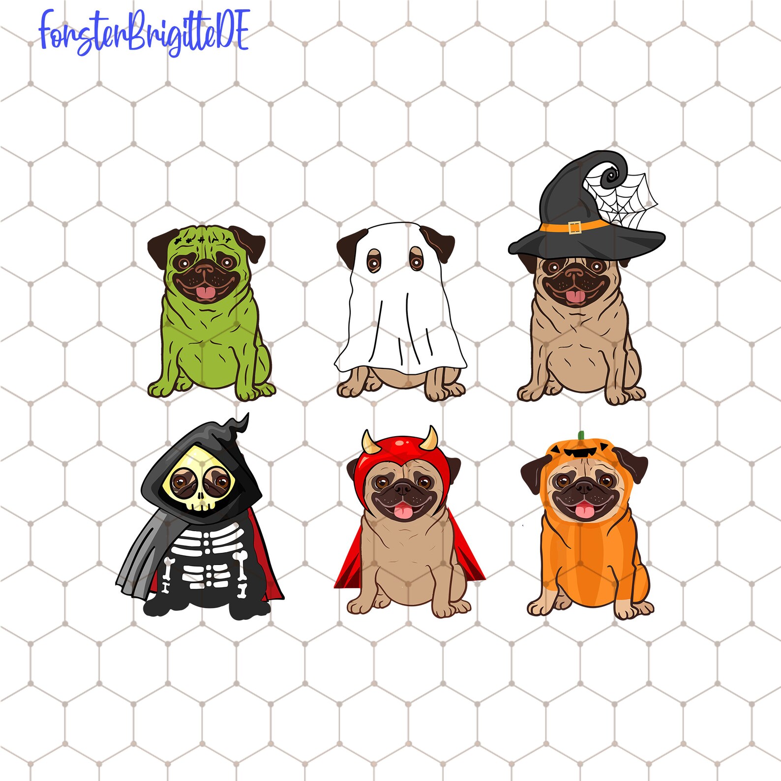 Pug Halloween Png Ghost Pug Png Cute Witch Pug Png Spooky - Etsy