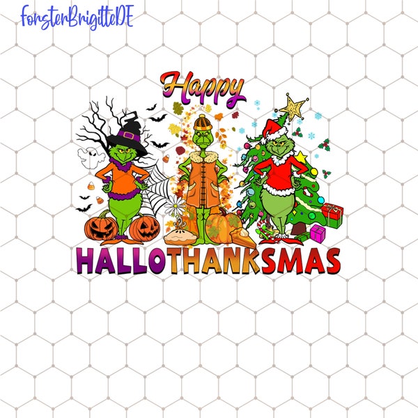 Happy Hallothanksmas Grinch Png - Etsy