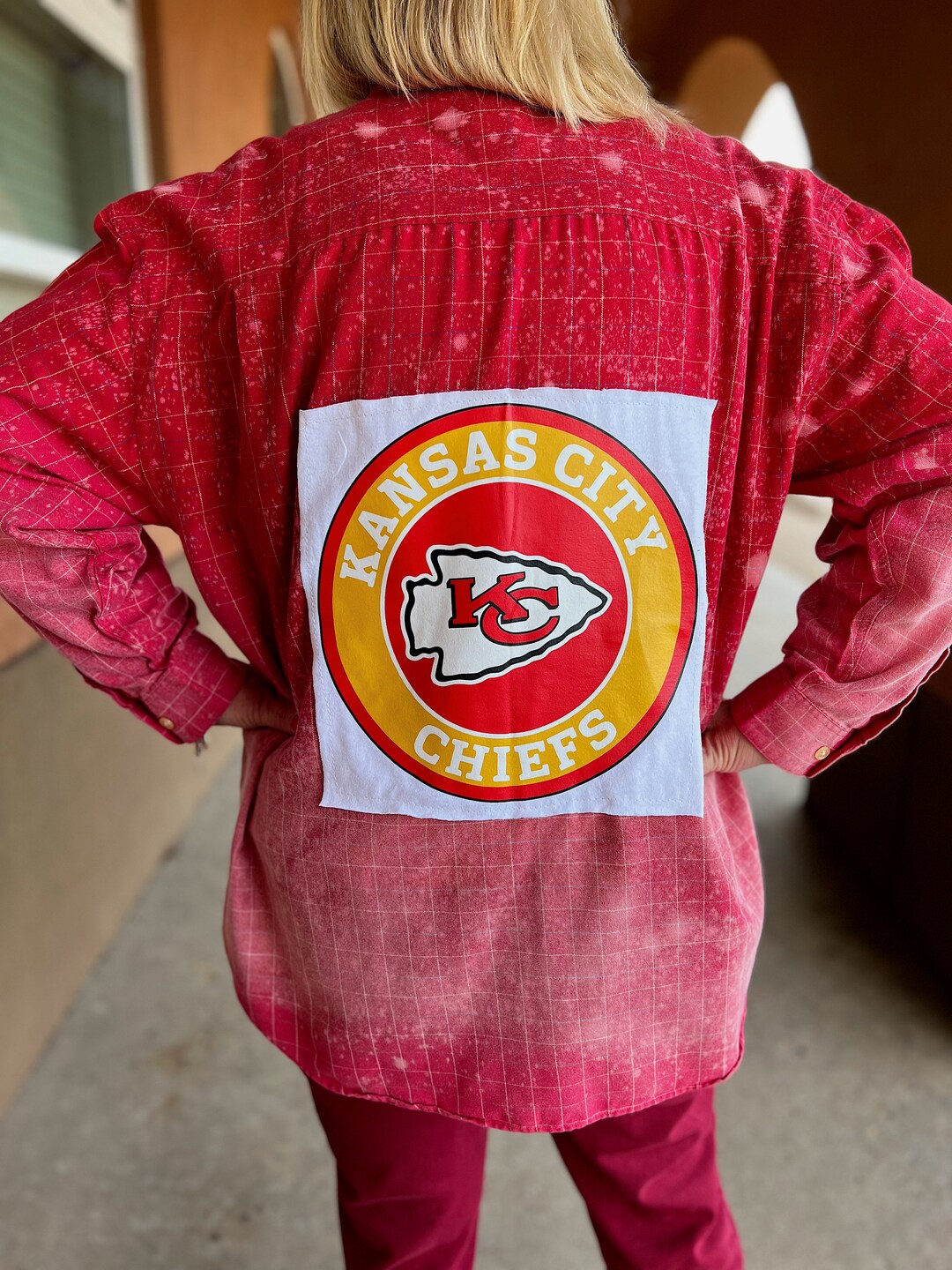 KANSAS CITY CHIEFS Repurposed Custom Bleached Flannel - Etsy