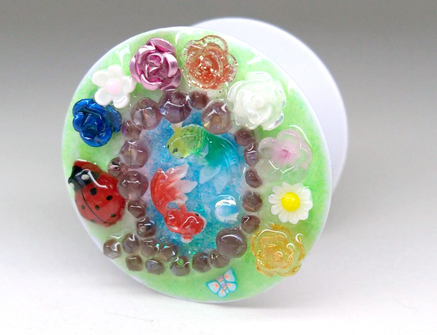 Koi Pond / Koi Fish 3d Phone Grip, Cute Fish in a Flower Pond, Ladybug ...