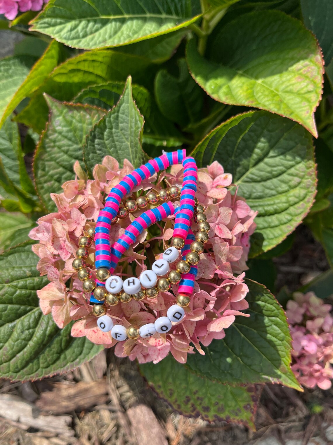Child of God Bracelet Set - Pink and Blue Christian Bracelet Stack Gift ...