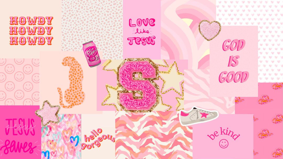 Preppy Personalized Collage Desktop Wallpaper - Etsy
