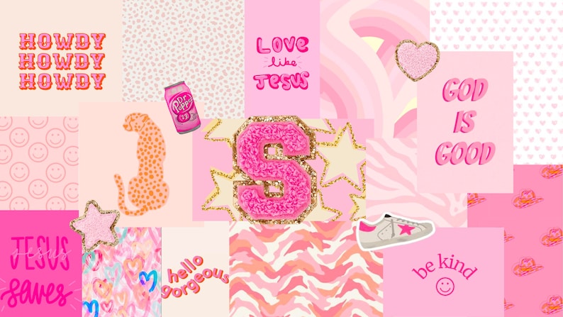 Preppy Personalized Collage Desktop Wallpaper - Etsy