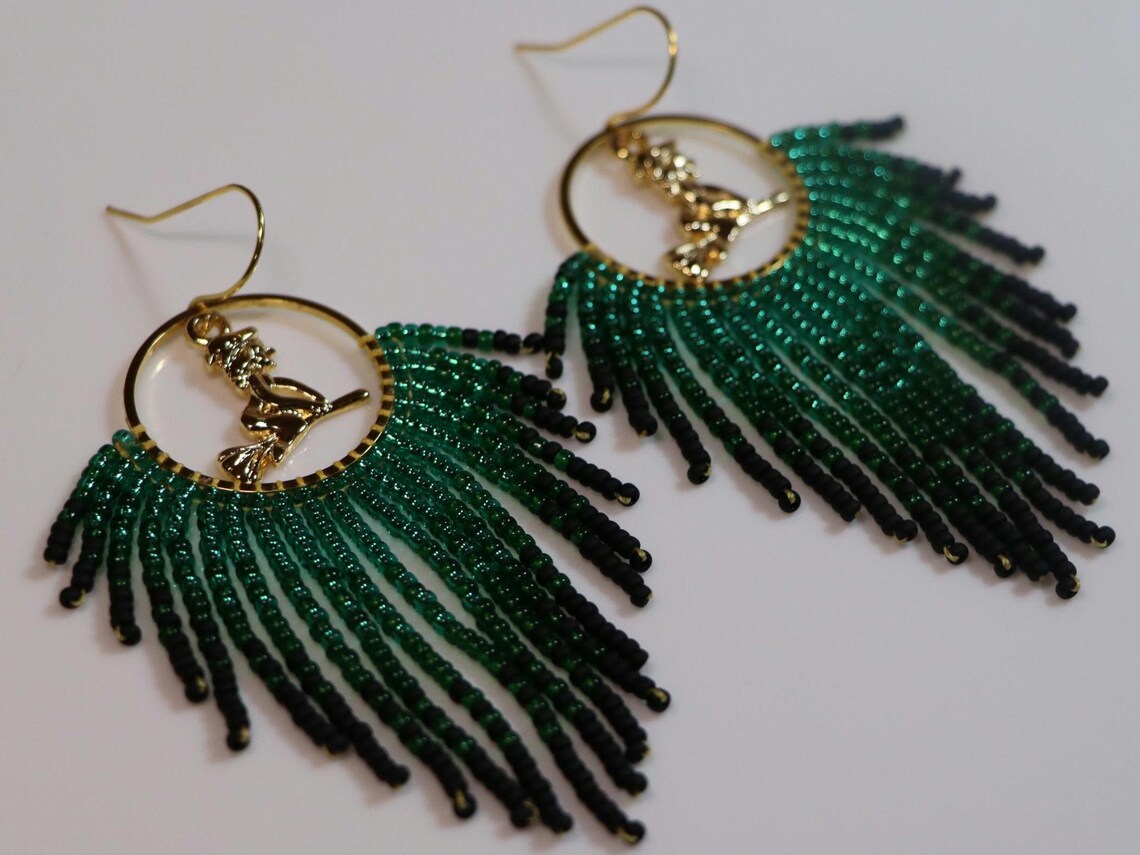 Wicked Earrings: Emerald Elphaba Witch Hoops - Etsy