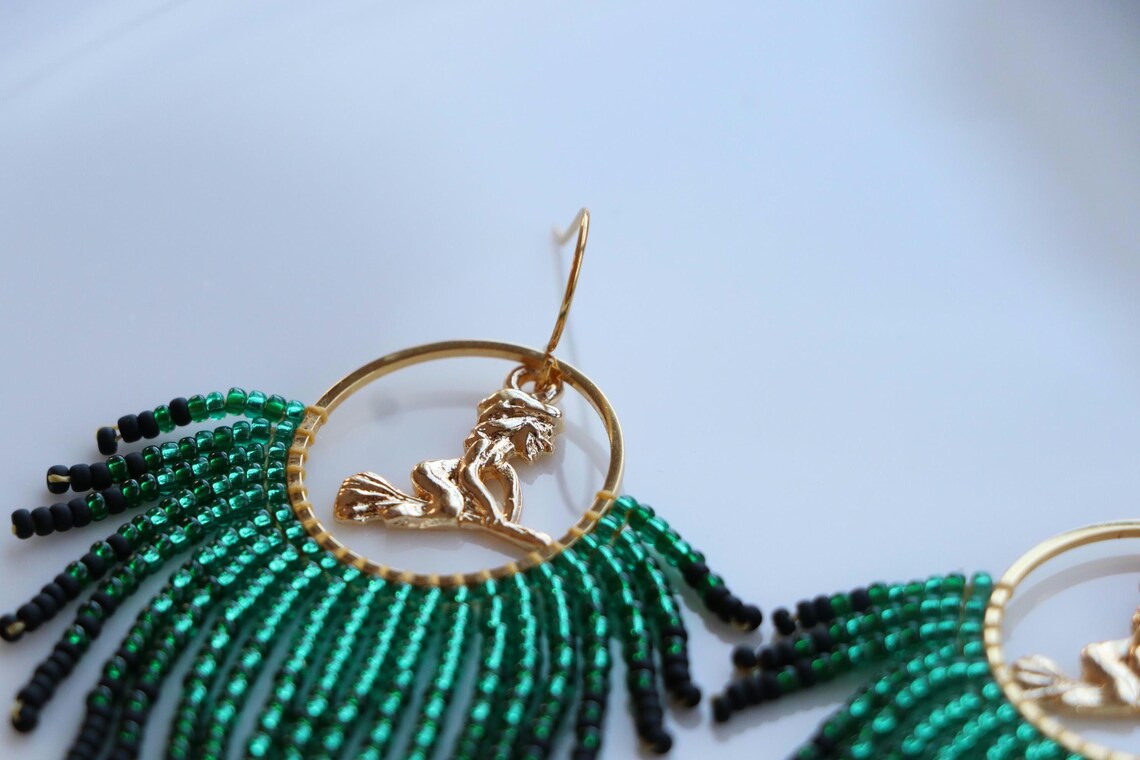 Wicked Earrings: Emerald Elphaba Witch Hoops - Etsy
