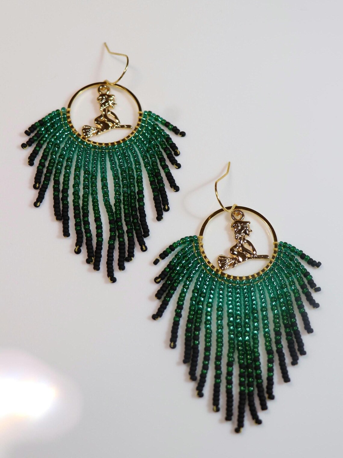 Wicked Earrings: Emerald Elphaba Witch Hoops - Etsy