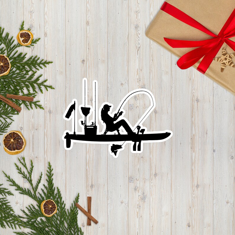 Girl on Pedal Fishing Kayak Window Sticker - Custom Realistic Design ...