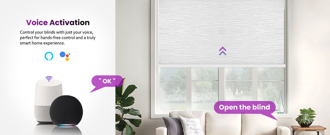 Astomi Motorized Zebra Blinds for Window, Smart Blinds, Remote Control ...