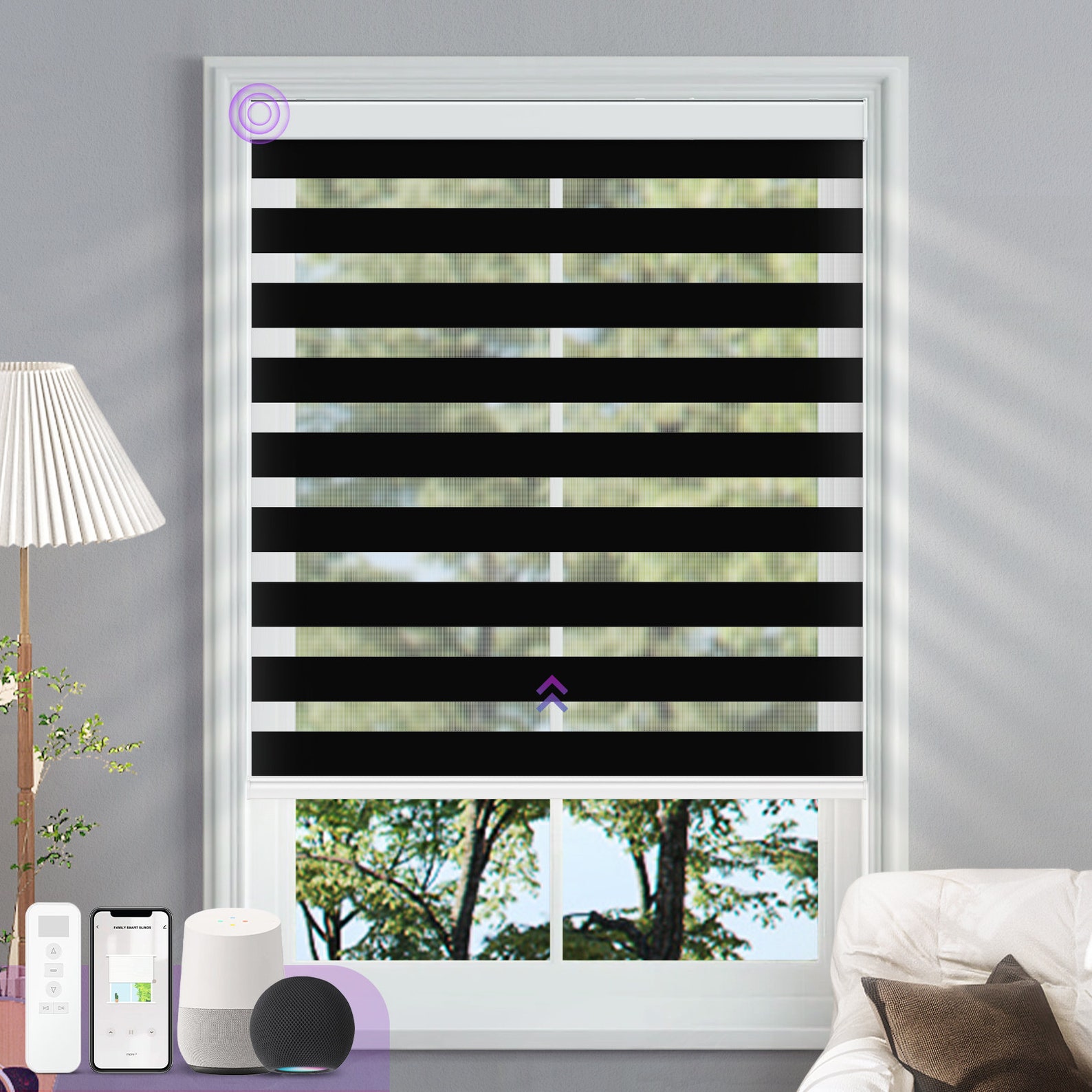 Astomi Motorized Zebra Blinds for Window, Smart Blinds, Remote Control ...