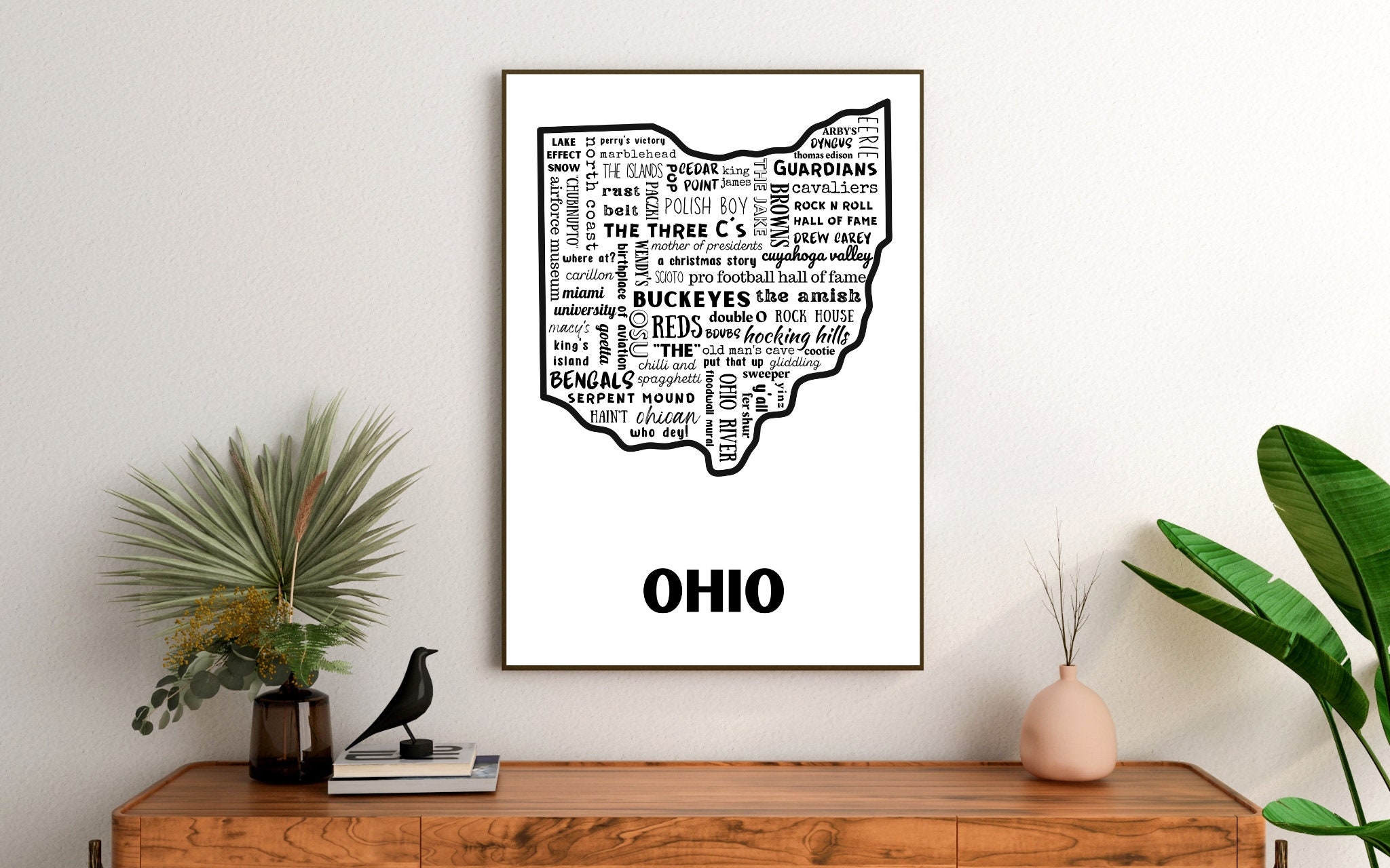 Ohio Print Ohio Map State Poster Wall Art Ohio State - Etsy