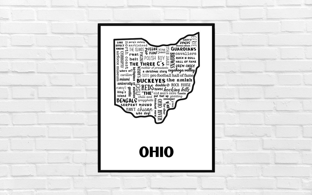 Ohio Print Ohio Map State Poster Wall Art Ohio State - Etsy
