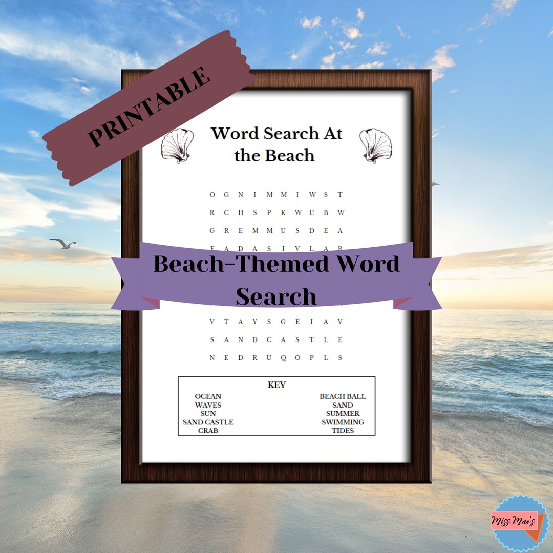 Word Search at the Beach, Beach Word Search, Word Search for Kids ...