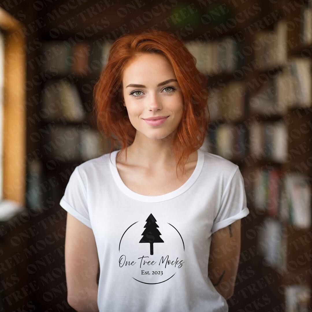 White Bella Canvas 3001 Mockup Womanfemale With Books Etsy