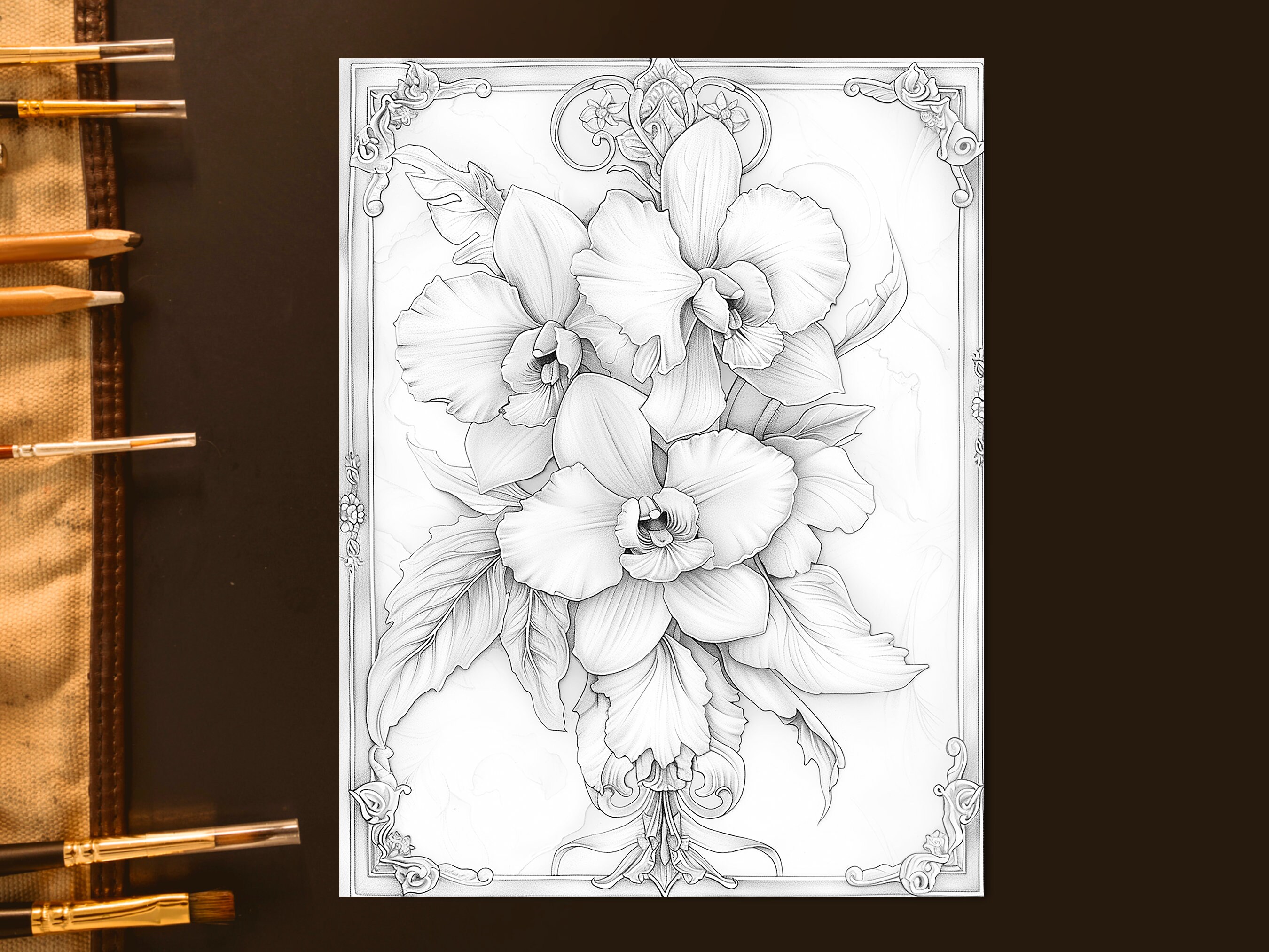 Vintage Floral Paper Adult Coloring Pages, Flower Bouquets Grayscale ...