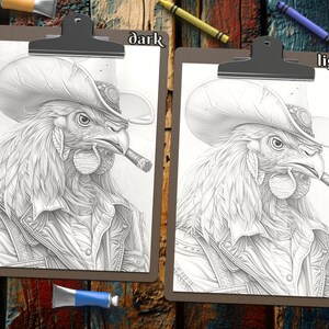 Wild West Pets Adult Coloring Pages, Cowboy Animals Grayscale Coloring ...