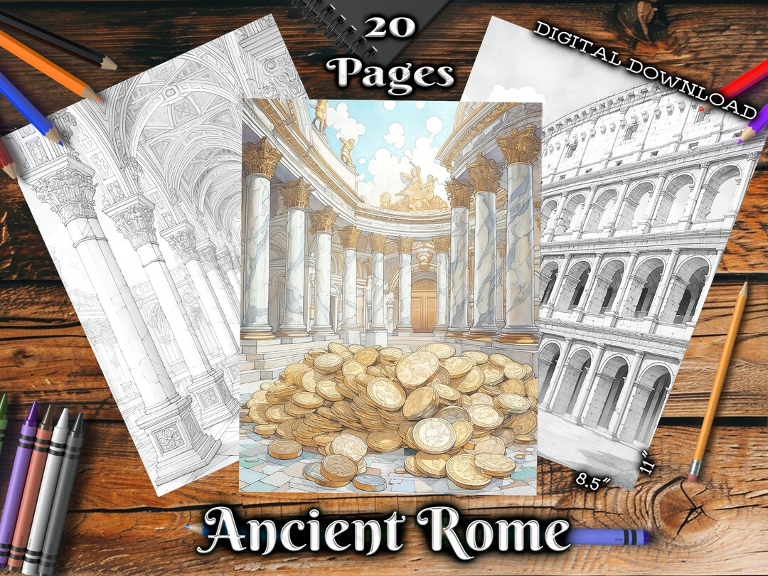 Ancient Rome Adult Grayscale Coloring Pages Beautiful Landscapes ...