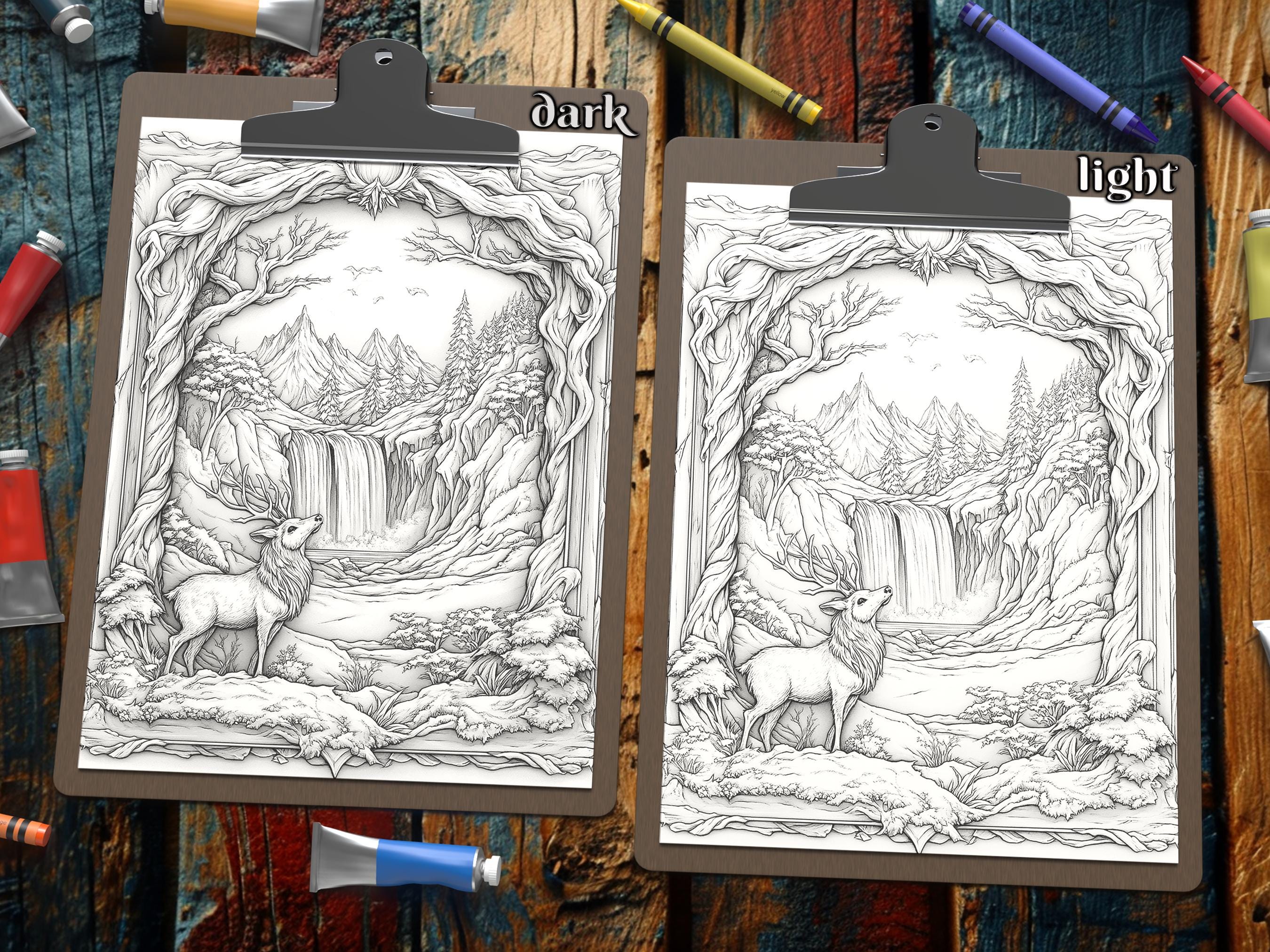Grayscale Coloring Pages - Download, Print and Color - Enchanted Framed ...