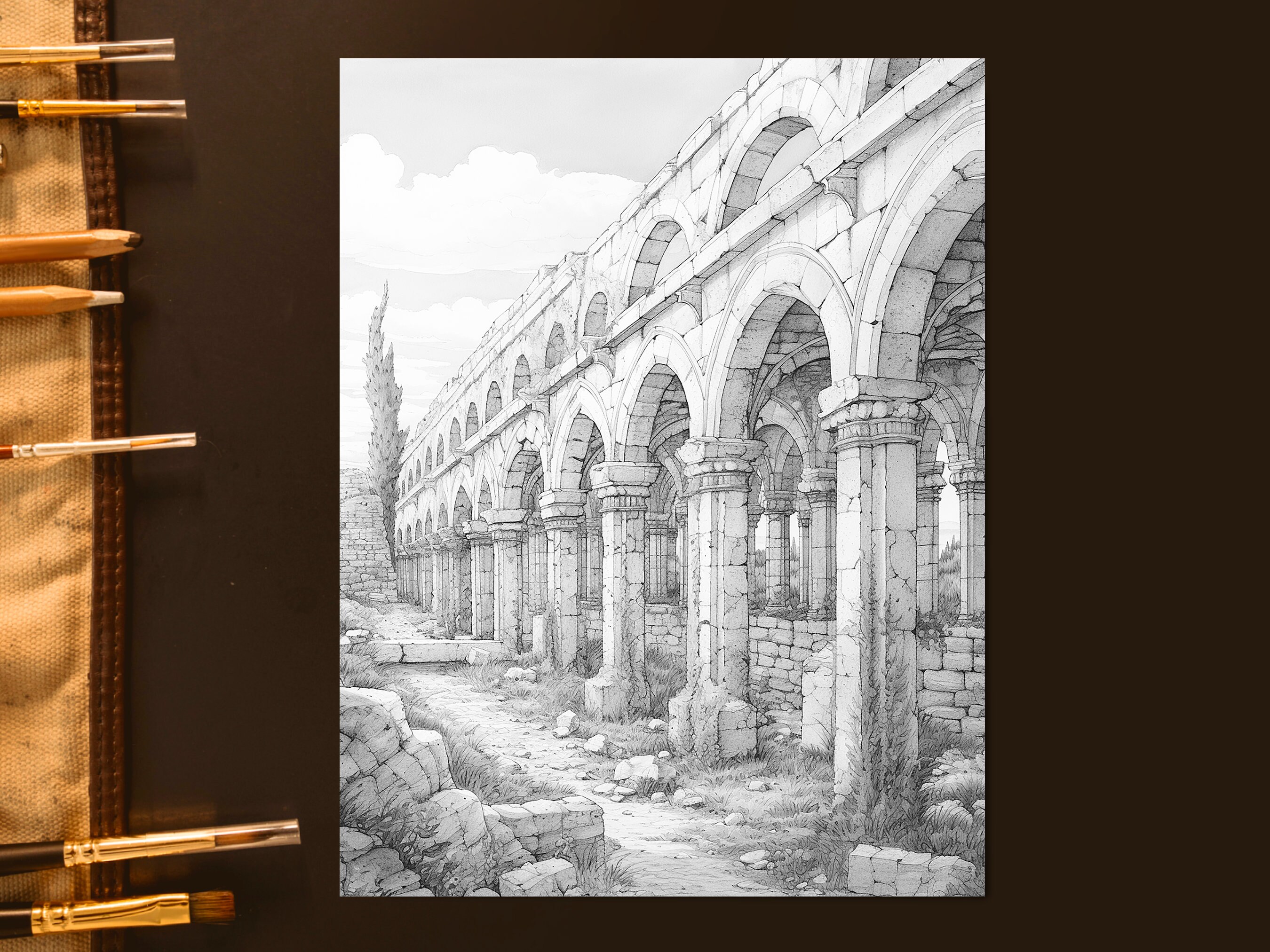Ancient Rome Adult Grayscale Coloring Pages Beautiful Landscapes ...