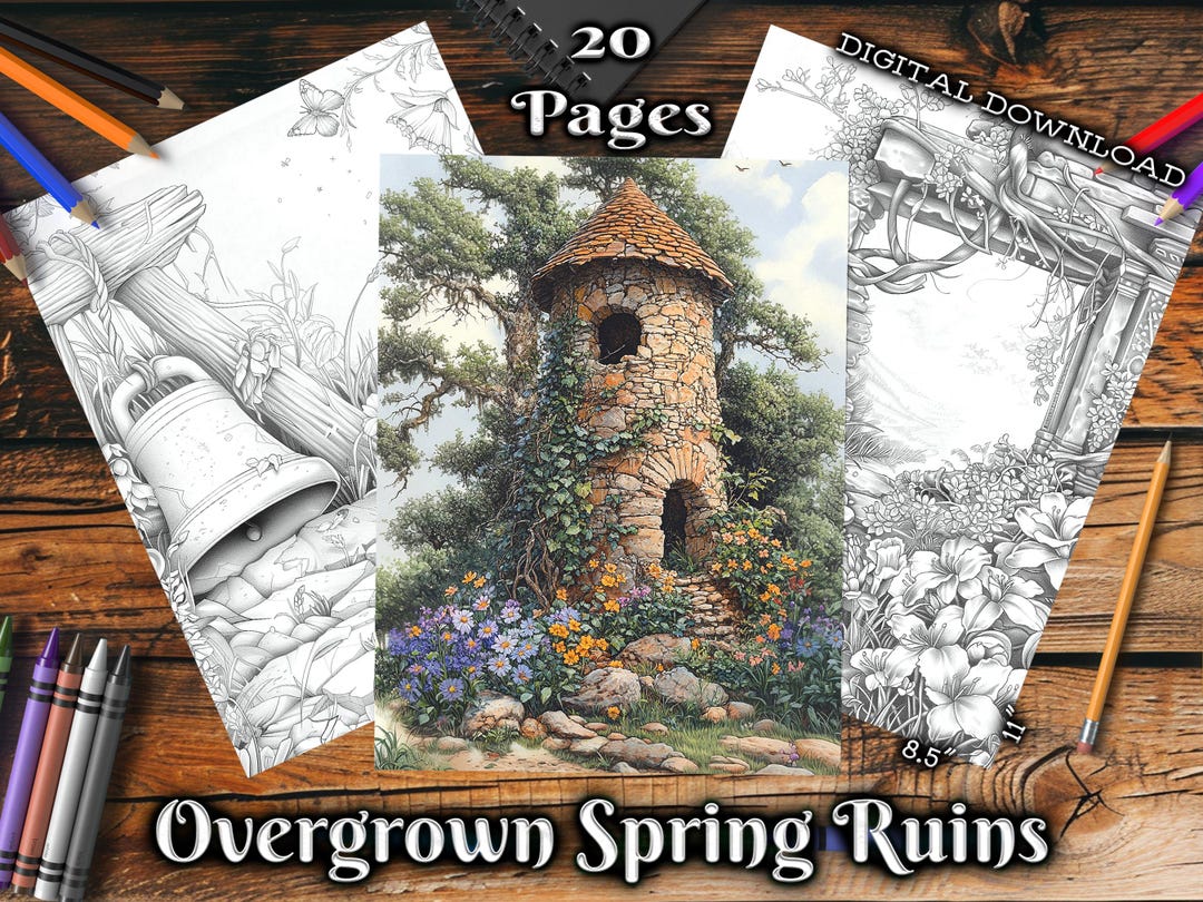 Grayscale Coloring Pages - Download, Print and Color - Overgrown Spring ...