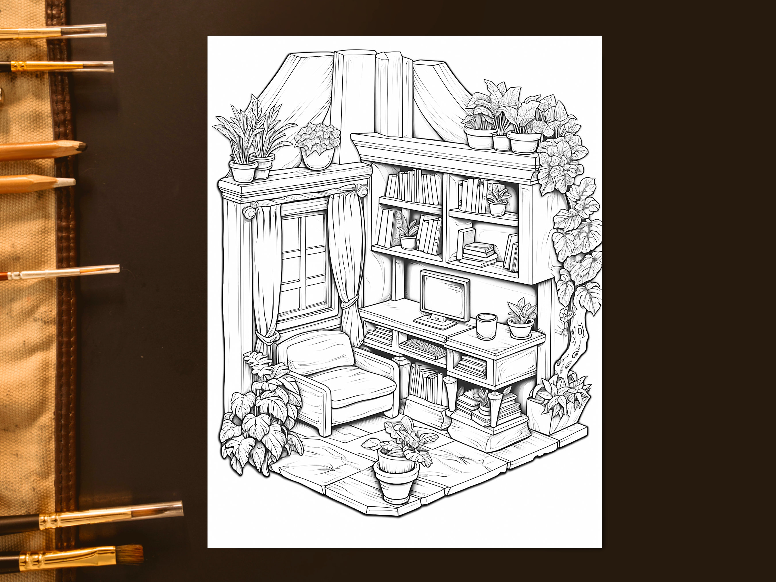 Pocket Rooms Adult Grayscale Coloring Pages Isometric Coloring Book ...