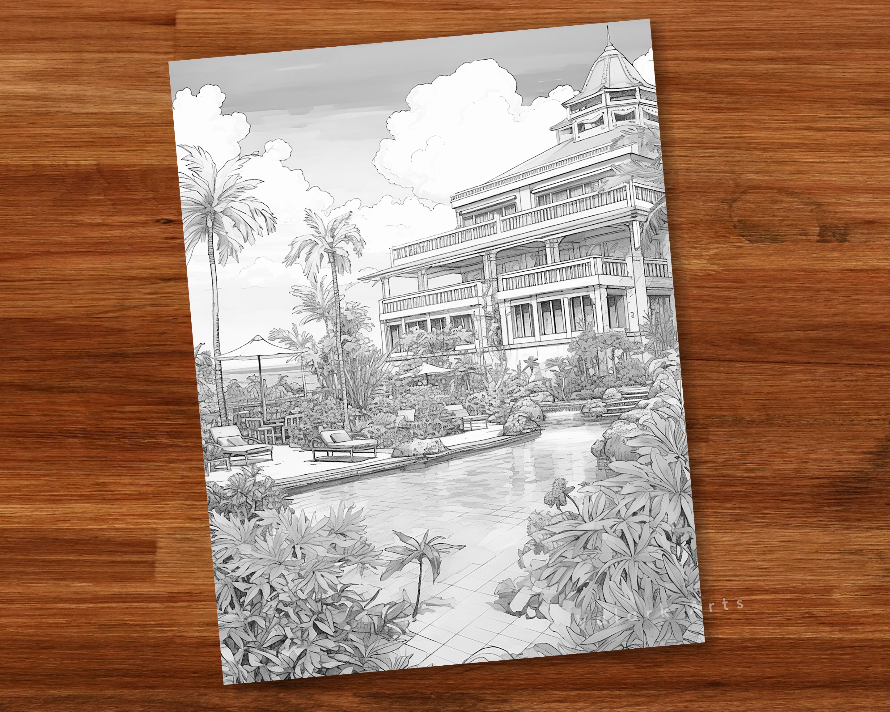 Summer Vacation Resorts Adult Coloring Book Beautiful - Etsy