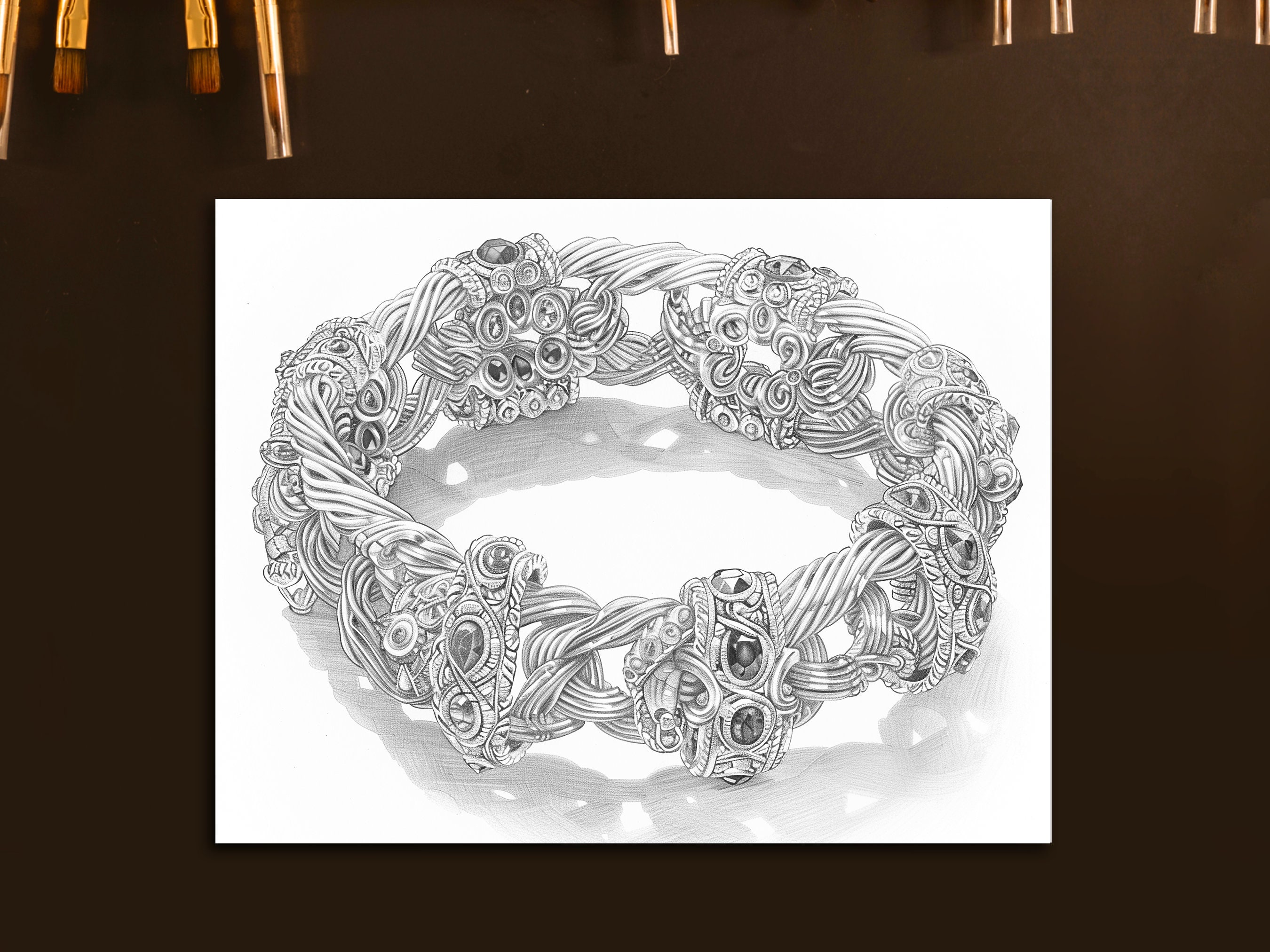 Antique Jewelry Adult Coloring Pages, Gemstone Trinkets Grayscale ...