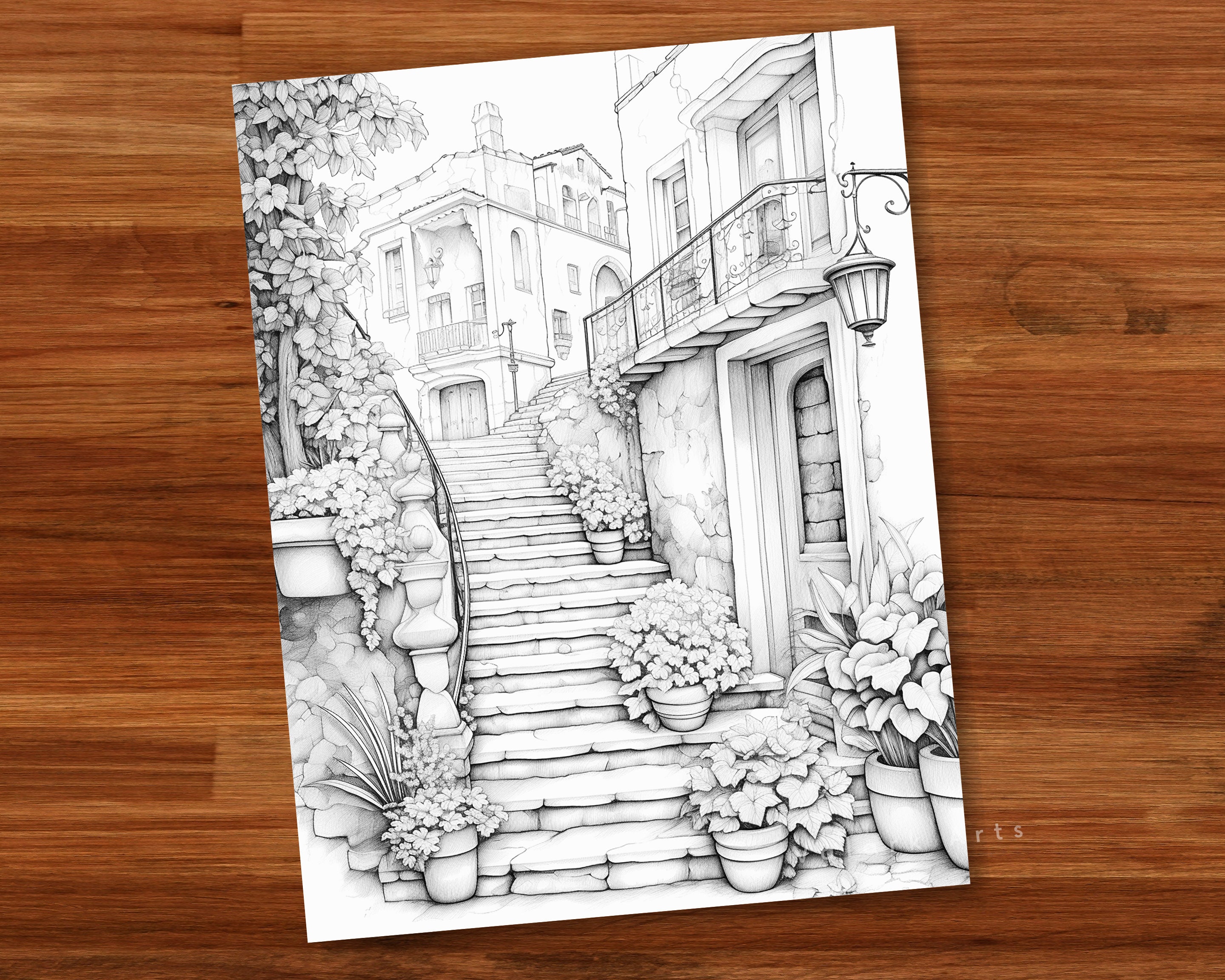 Beautiful City Alleys Adult Coloring Book Beautiful Landscapes ...