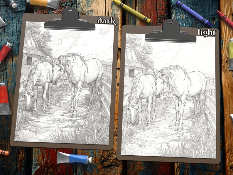 Country Life Adult Coloring Pages, Nature Landscapes Grayscale Coloring ...