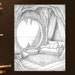 Fantasy Rooms Adult Coloring Pages, Enchanted Interior Grayscale ...