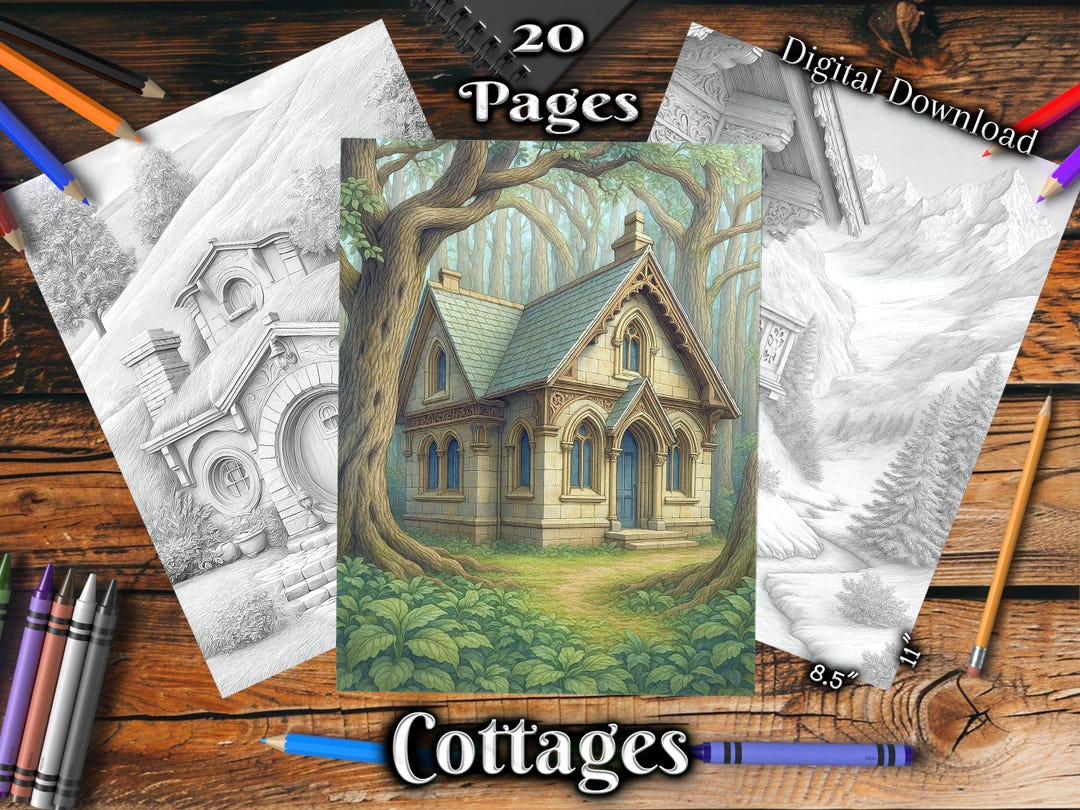 Grayscale Coloring Pages - Download, Print and Color - Cottages ...