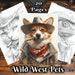 Wild West Pets Adult Coloring Pages, Cowboy Animals Grayscale Coloring ...