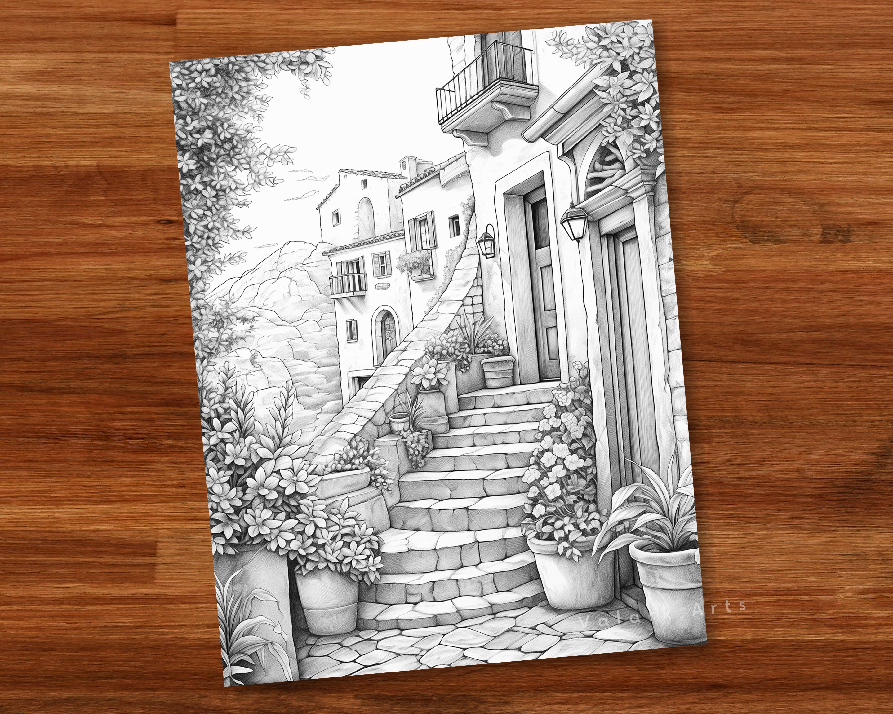 Beautiful City Alleys Adult Coloring Book Beautiful Landscapes ...