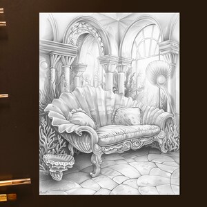Mermaid Magical Rooms Adult Coloring Pages, Enchanted Interior ...
