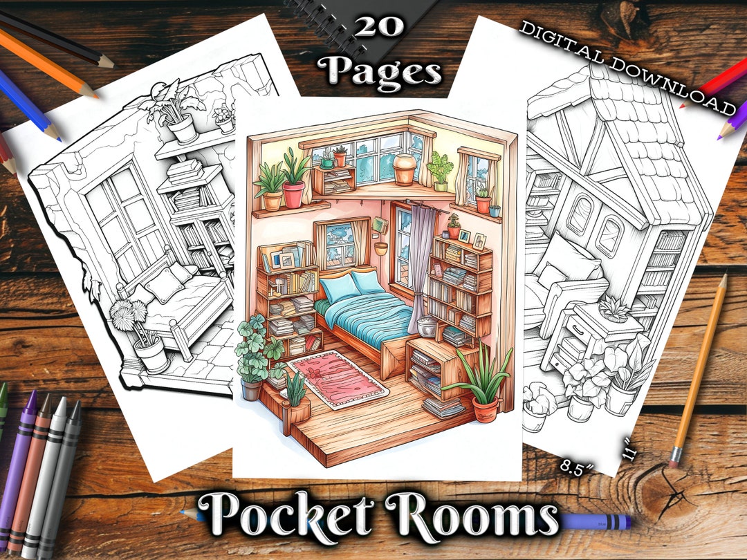 Pocket Rooms Adult Grayscale Coloring Pages Isometric Coloring Book ...
