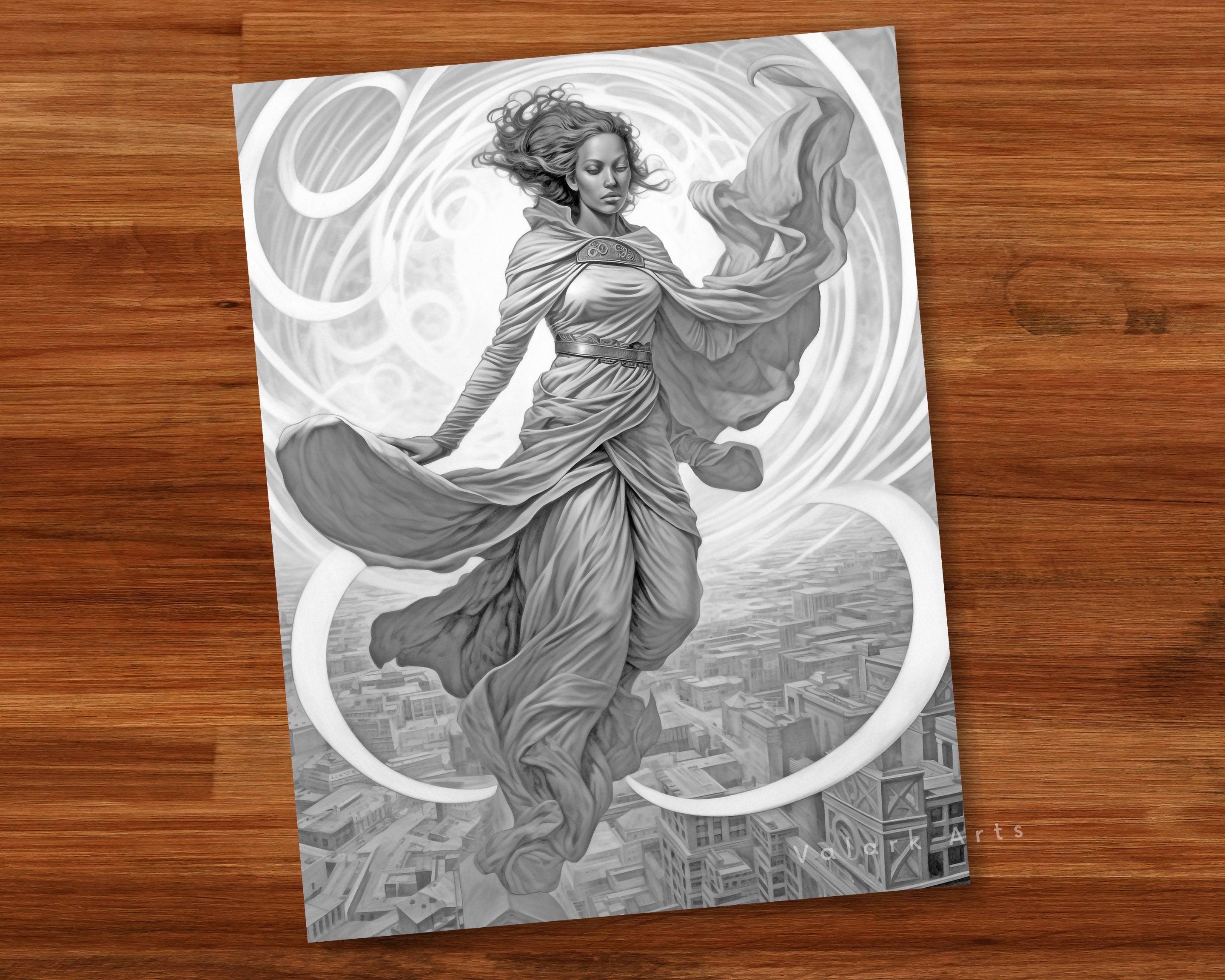 Beautiful Women Sorceresses Adult Coloring Book Magic Weavers Grayscale ...