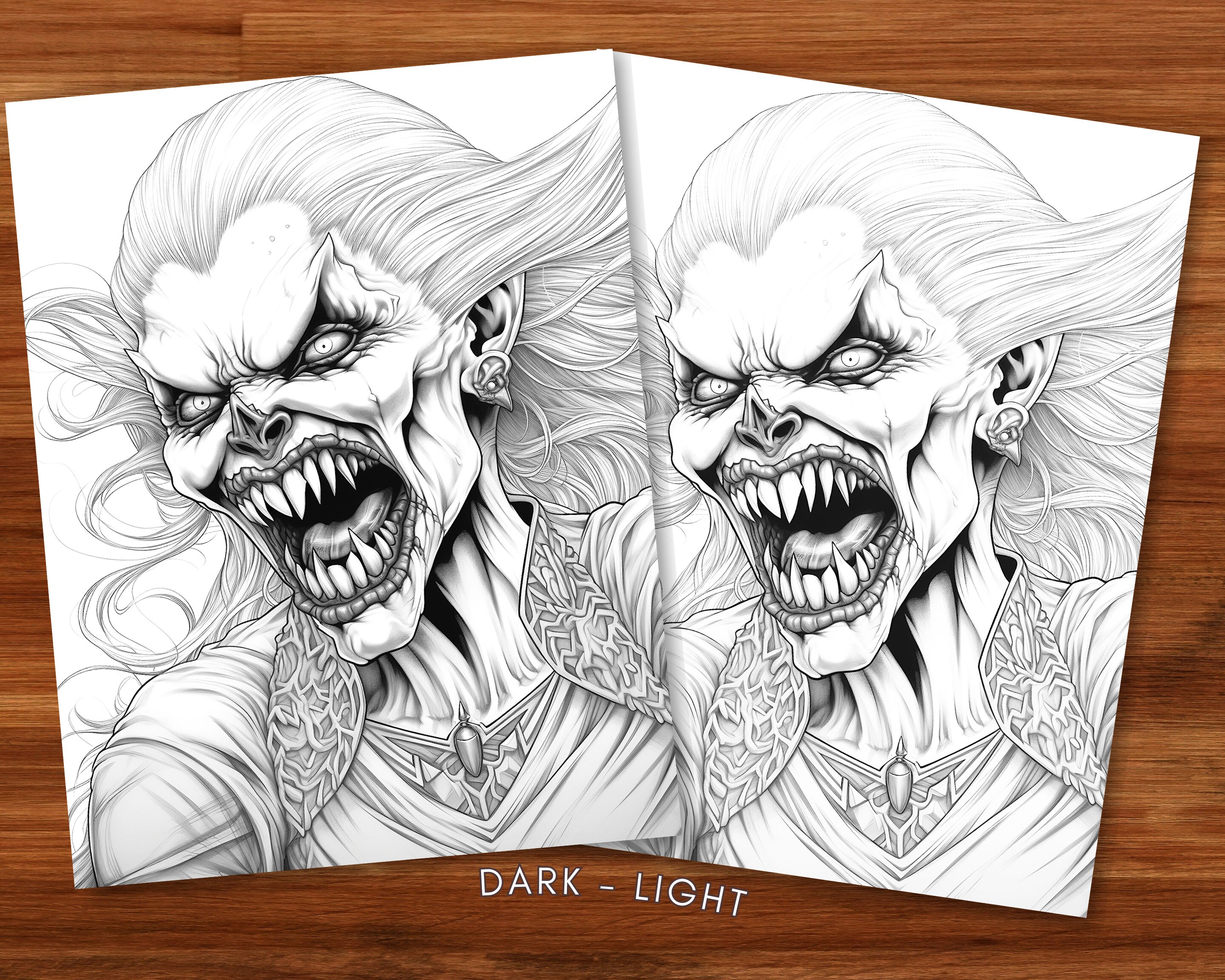 Vampires Adult Coloring Book Fantasy Creatures Coloring Page Digital ...