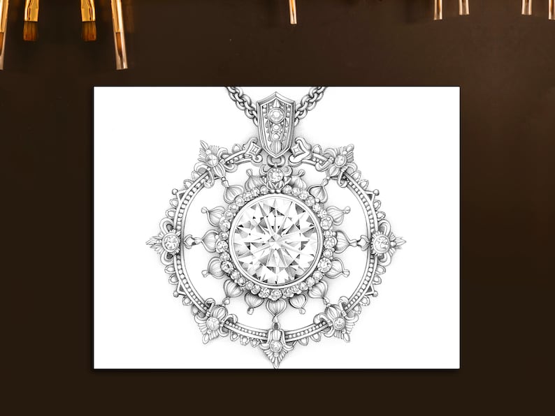 Antique Jewelry Adult Coloring Pages, Gemstone Trinkets Grayscale ...