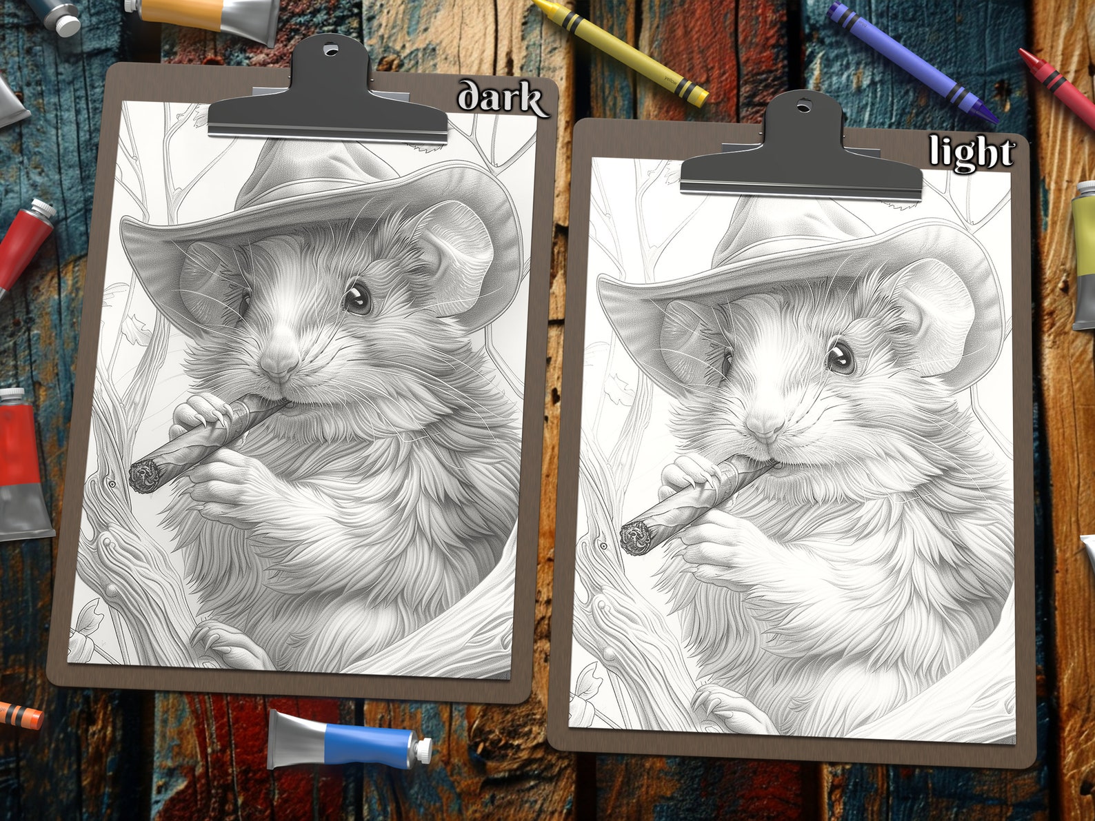 Wild West Pets Adult Coloring Pages, Cowboy Animals Grayscale Coloring ...