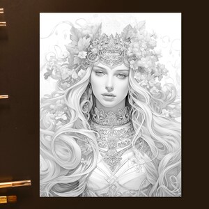 Fantasy Queens Adult Coloring Pages, Beautiful Women Portraits ...
