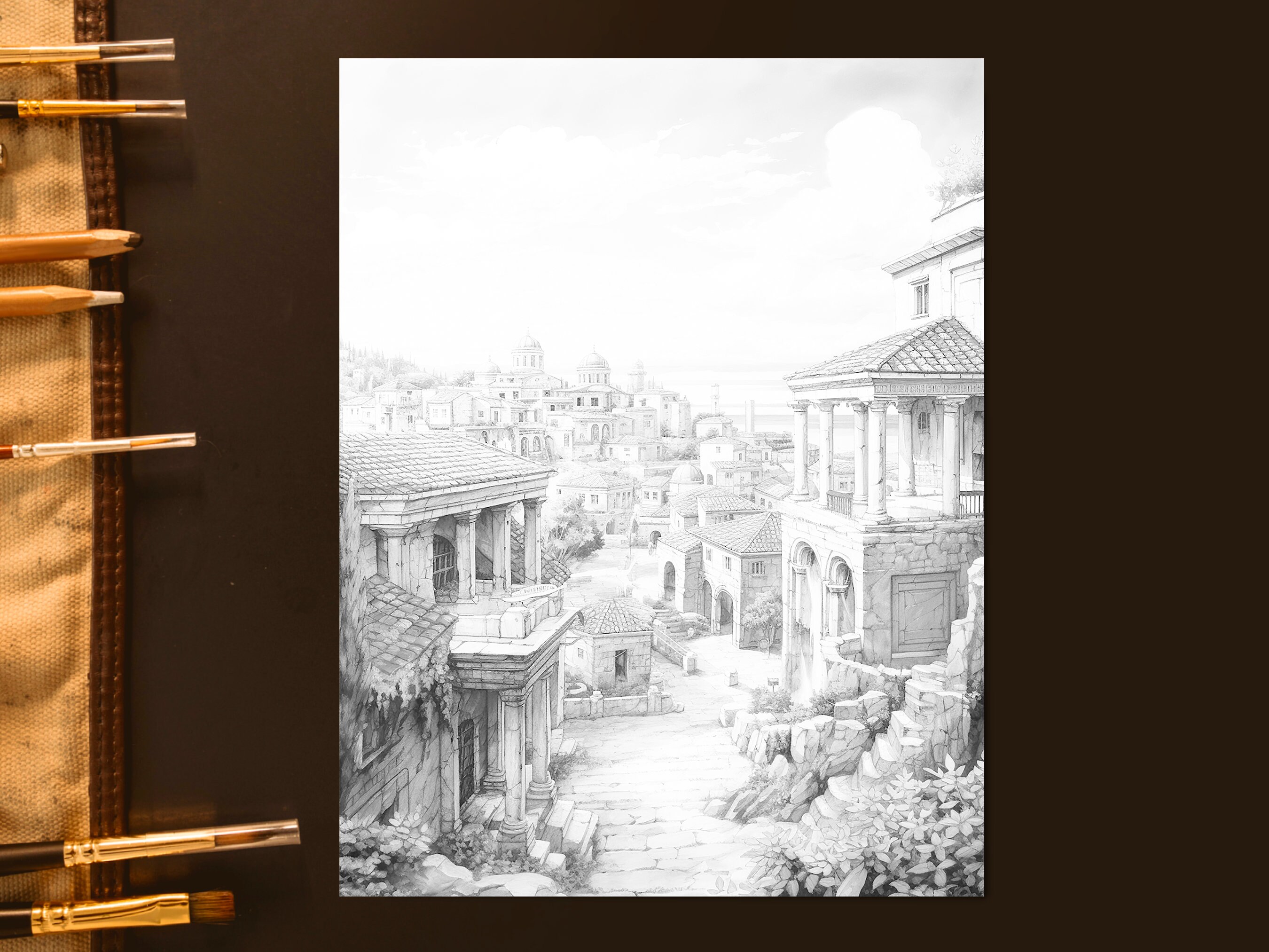 Ancient Rome Adult Grayscale Coloring Pages Beautiful Landscapes ...