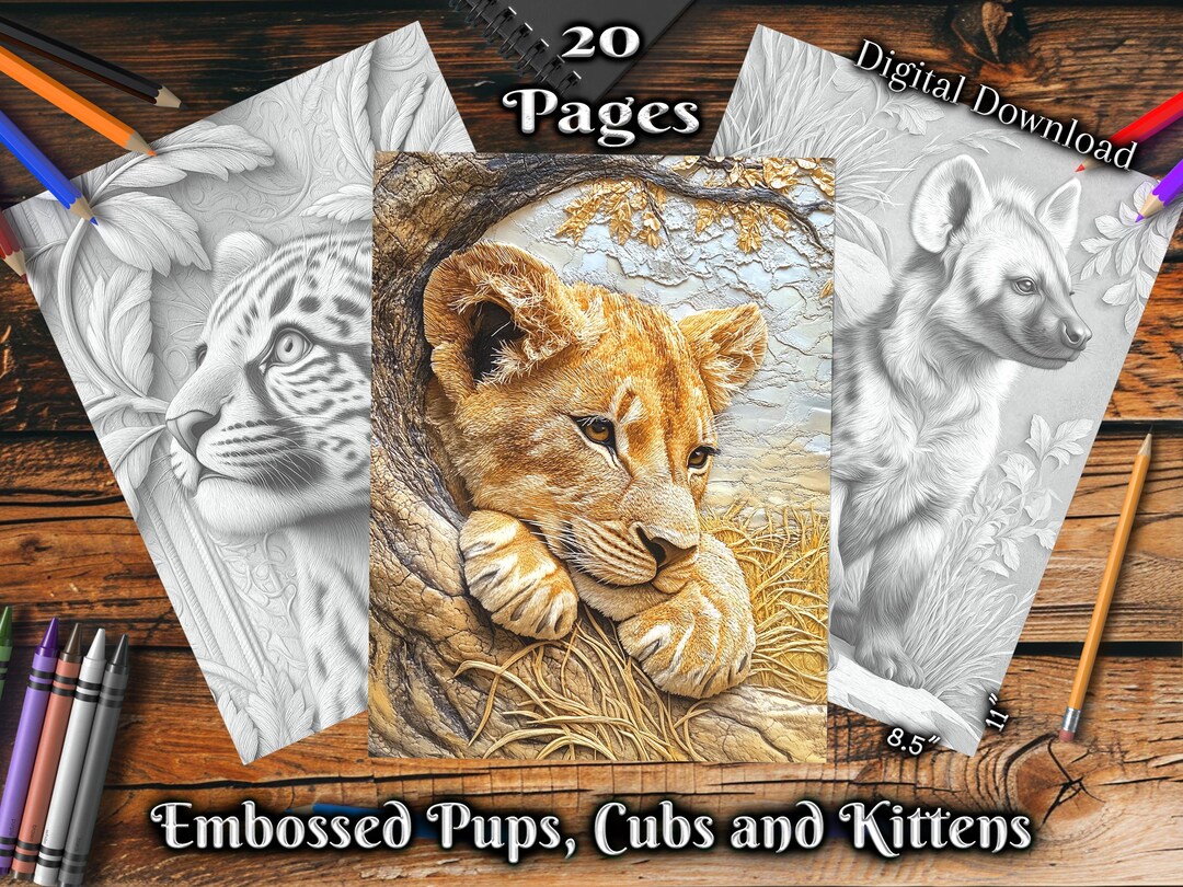 Grayscale Coloring Pages - Download, Print and Color - Embossed Pups ...