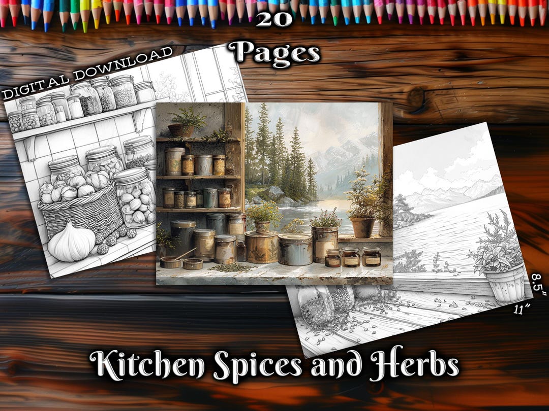 Grayscale Coloring Pages - Download, Print and Color - Kitchen Spices ...